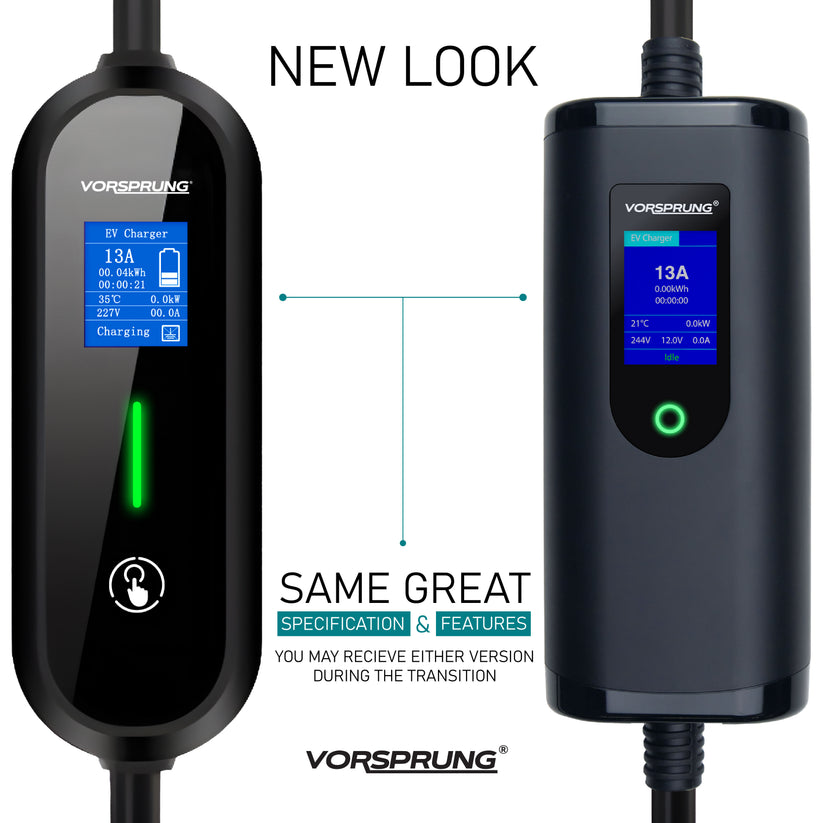 6A to 13A Variable | Up to 3.3kw | Type 2 | 3 Pin Portable EV Charger ...