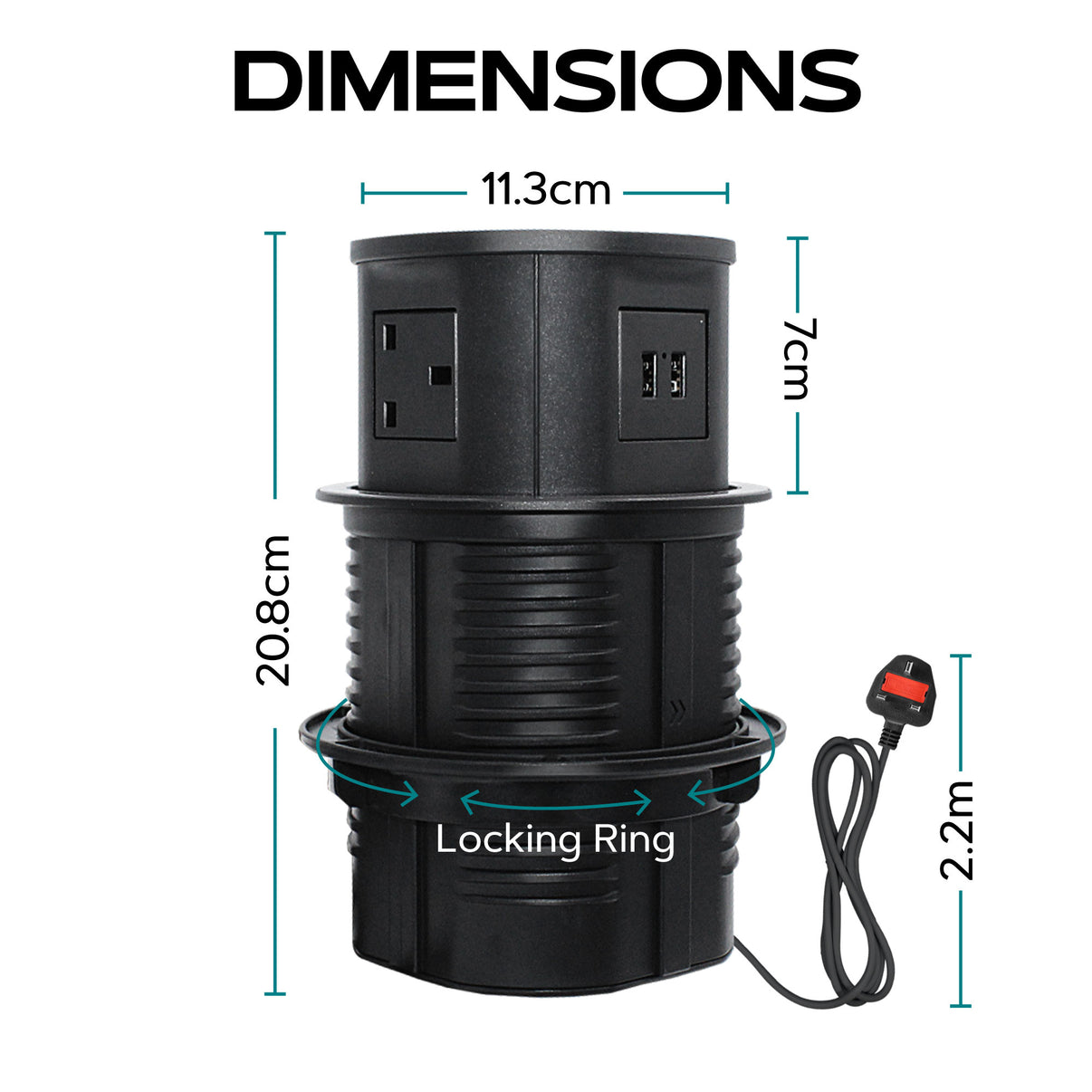 Retractable Pop Up Sockets QI Wireless Charging Pad | 4x UK Plugs | 2 ...