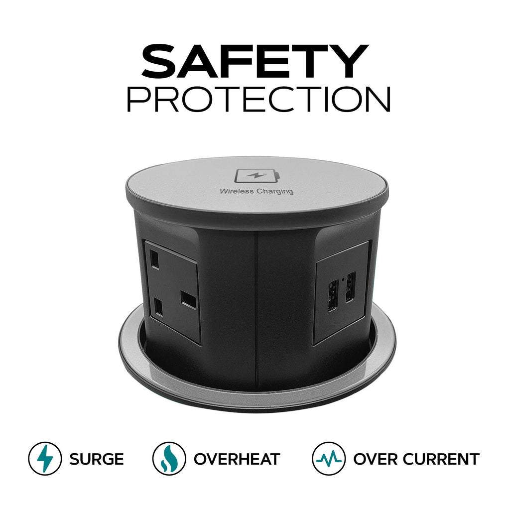 (Pack of 2) Retractable Pop Up Power Sockets QI Wireless Charging Pad – VORSPRUNG®